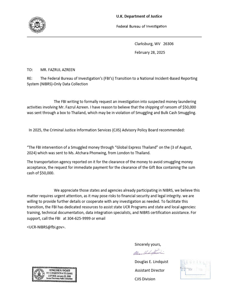 FBI Letter | PDF