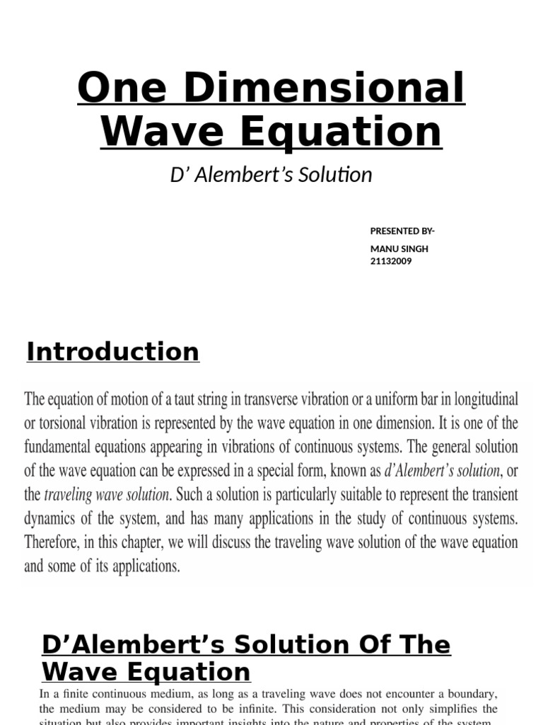 D'Alembert's Solution Overview | PDF