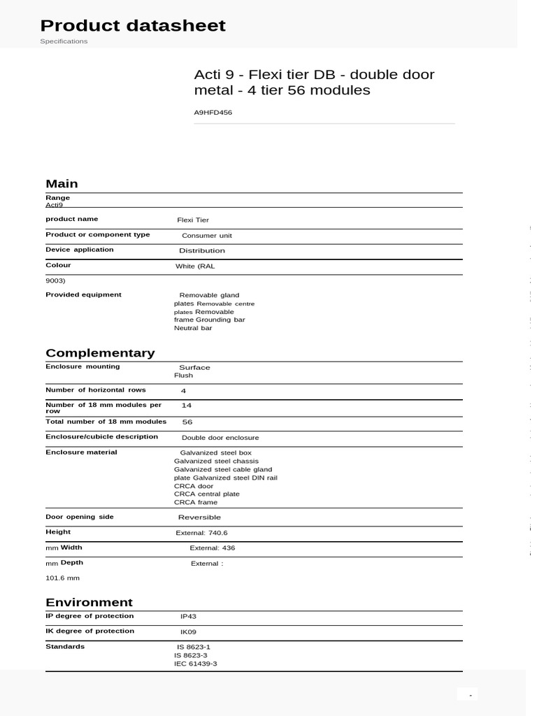 Flexi Tier DB Consumer Unit Specifications | PDF | Economy And The ...
