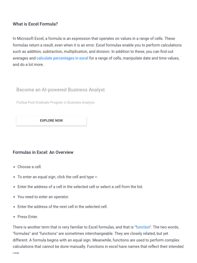 Top 30 Excel Formulas and Functions You Should Know - Simplilearn | PDF ...