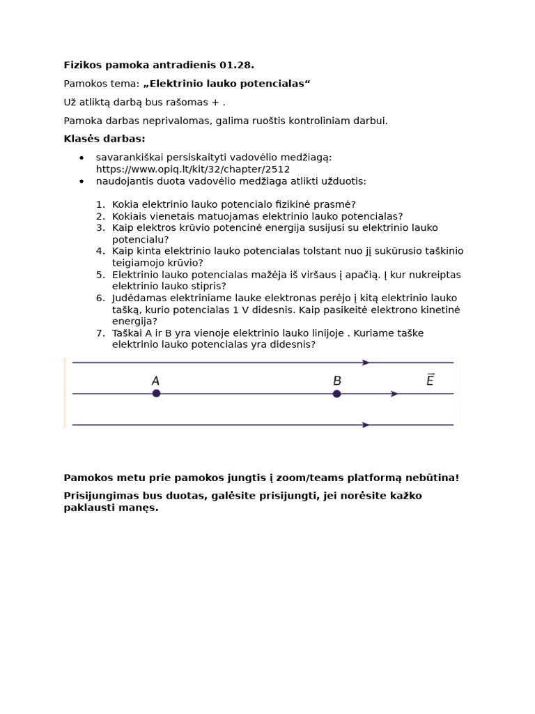 Fizikos Pamoka 01.28 | PDF