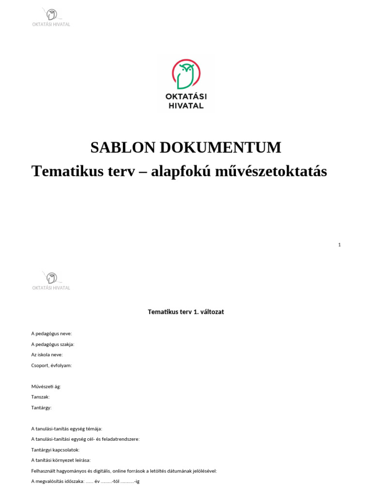 Sablon AMI Tematikus Terv | PDF