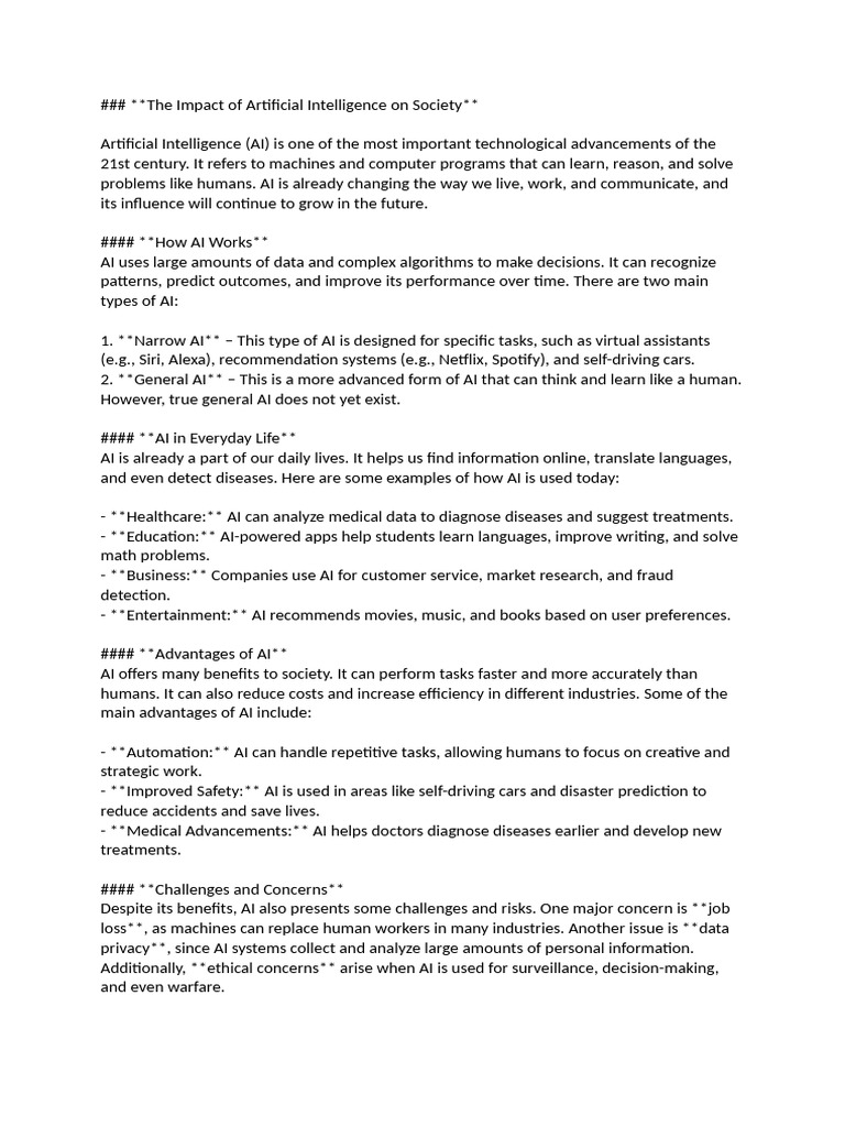 The Role Of Ai In Modern Society Pdf Artificial Intelligence