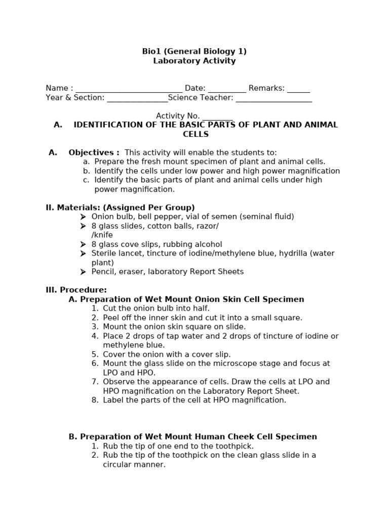 Parts of Plant&Animal Cells | PDF | Biology