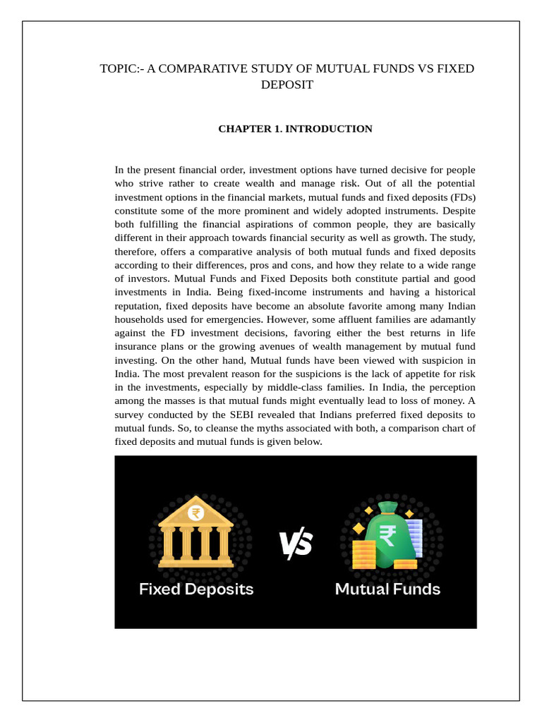 Mutual Funds VS Fixed Deposit | PDF | Investment Fund | Bonds (Finance)