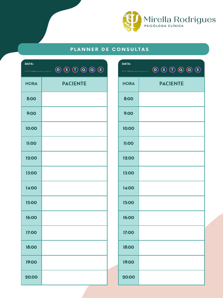 Planner Diário de Consultas Psicológicas | PDF