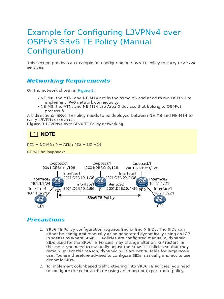 Example For Configuring L3VPNv4 Over OSPFv3 SRv6 TE Policy Origina | PDF | I Pv6 | Ip Address