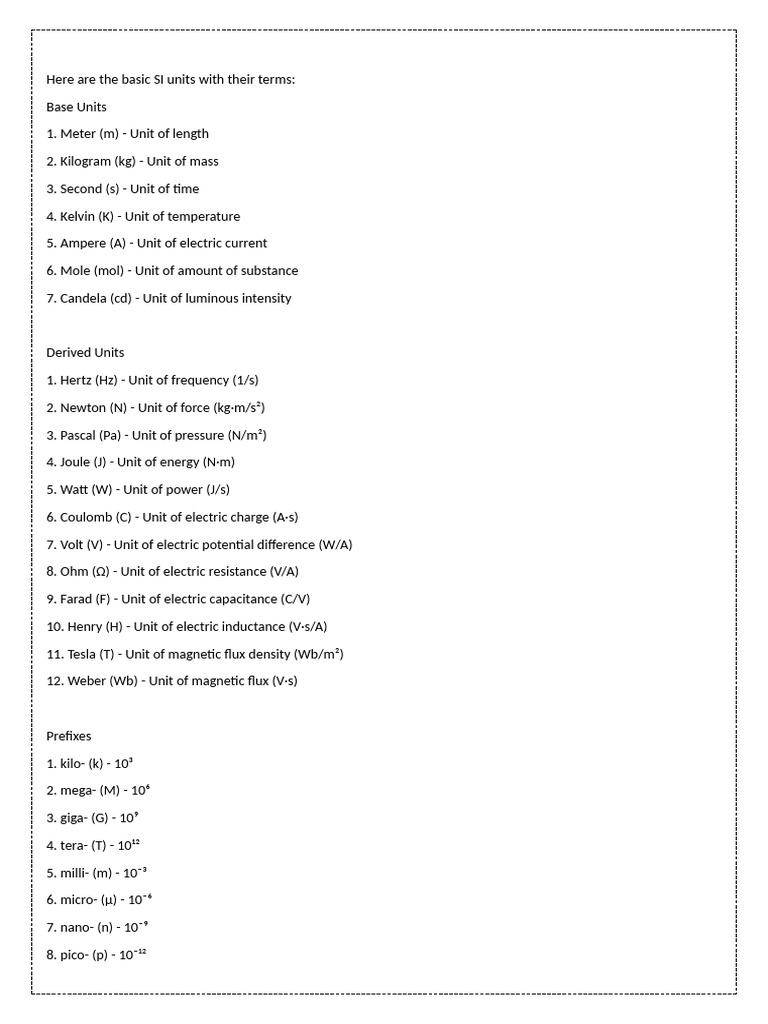 Essential SI Units and Prefixes Guide | PDF