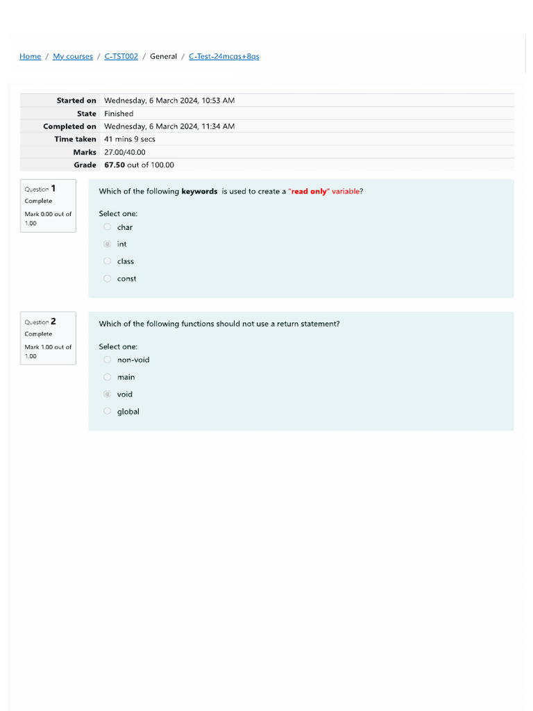 Spoken Tutorial C Teat | PDF