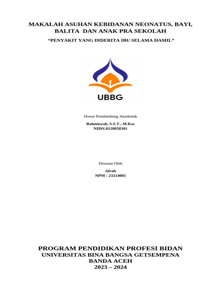 104. STASE PADA BAYI, BALITA, DAN ANAK PRASEKOLAH, AFRAH | PDF