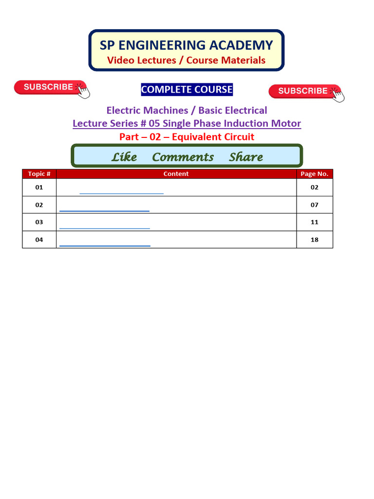 02 Single Phase Induction Motor - Full Course Material - Part - II ...
