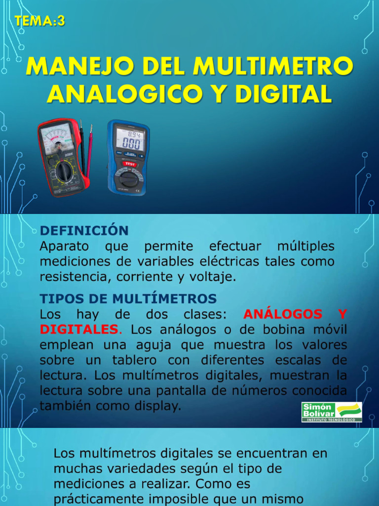 MANEJO DEL MULTIMETRO ANALOGICO Y DIGITAL Primera Parte | PDF
