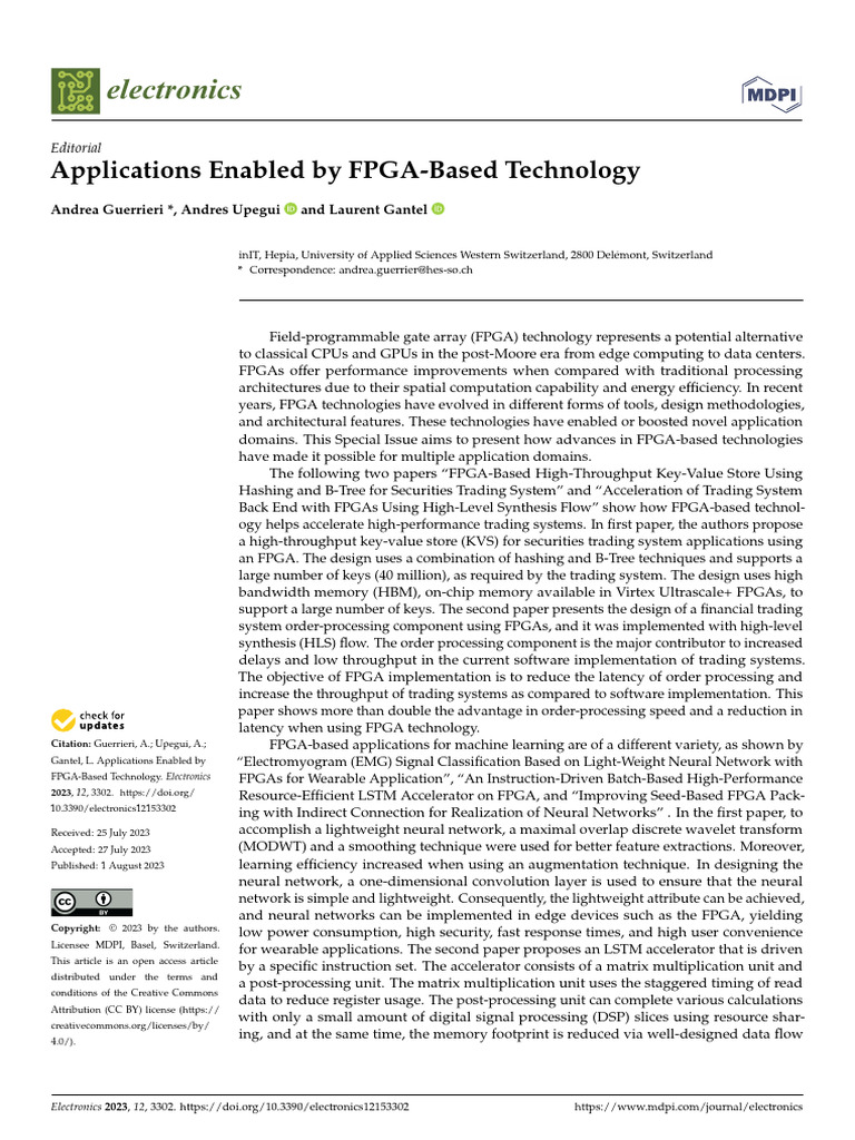 Applications Enabled By Fpga Based Technology Pdf Field Programmable Gate Array Computing