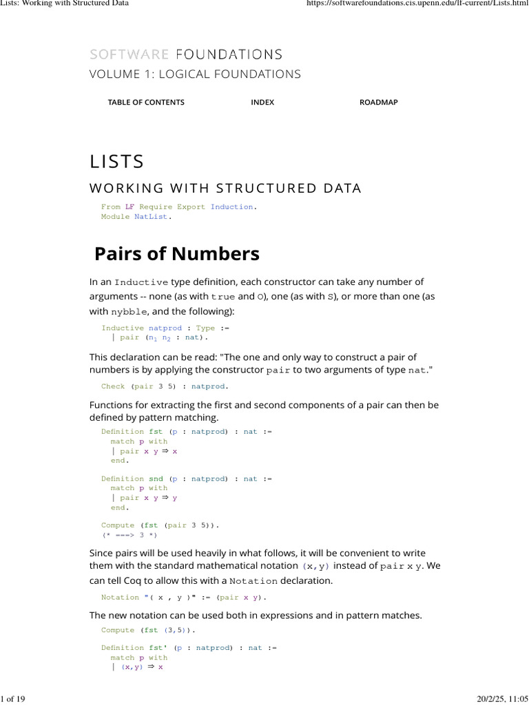 Volume 1: Logical Foundations 4 Lists Working With Structured Data | PDF | Mathematical Proof ...