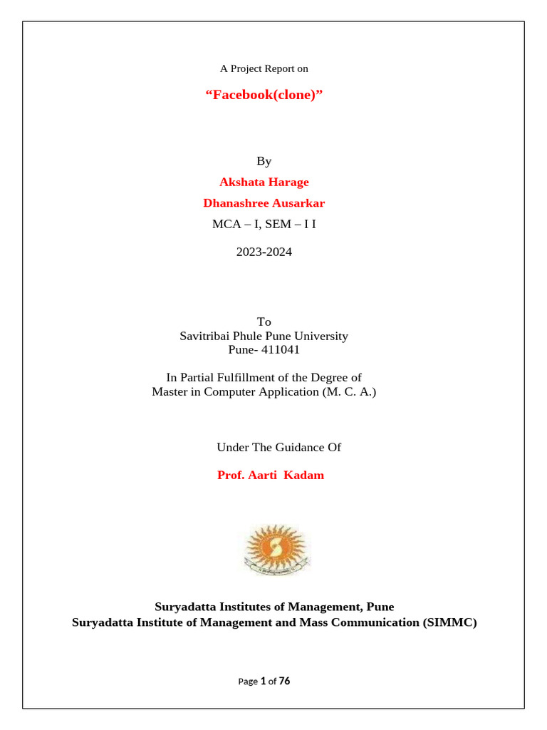 Facebook (Clone) Project Report | PDF | Facebook | Privacy