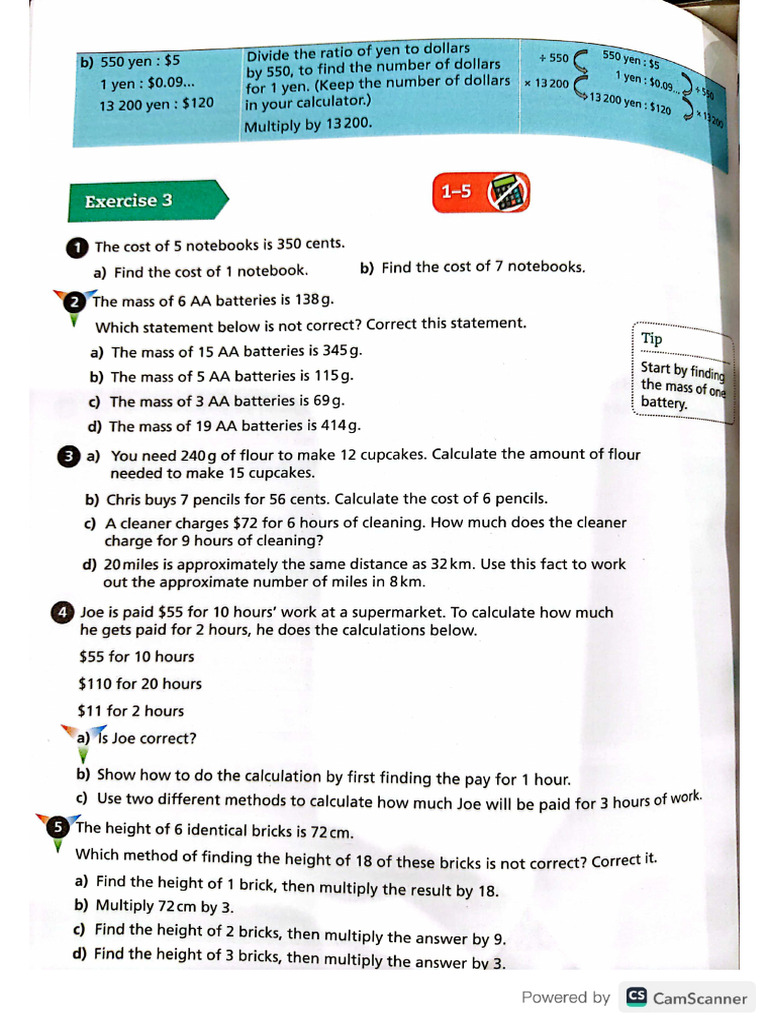 Exercises Unit Rates | PDF