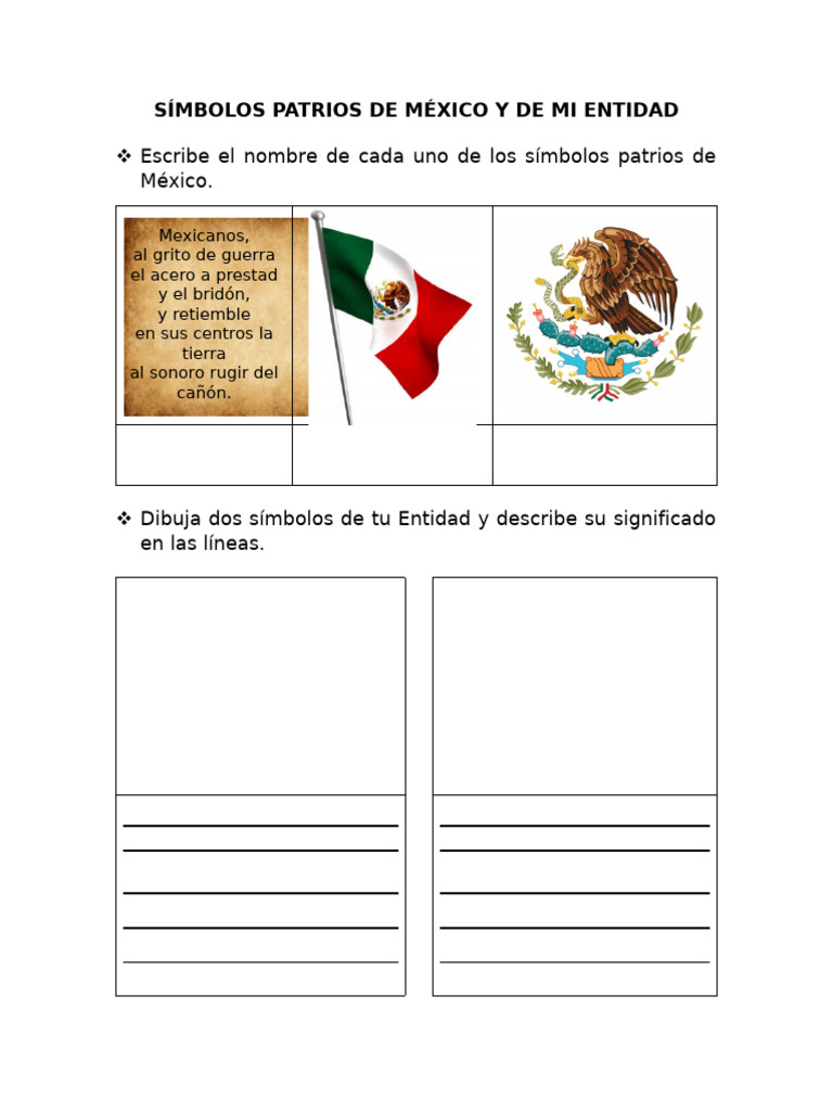 Símbolos Patrios de México y de Mi Entidad | PDF
