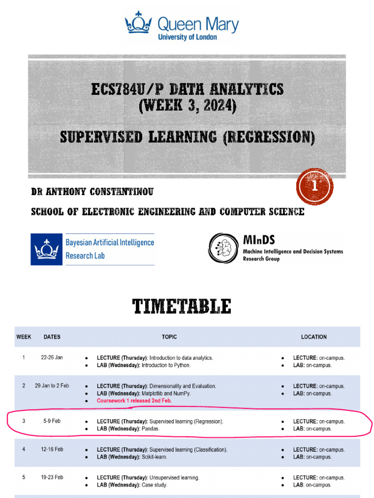 Week 3 v1.1 (hidden) Supervised Learning (Regression) | PDF | Errors And Residuals | Mean ...