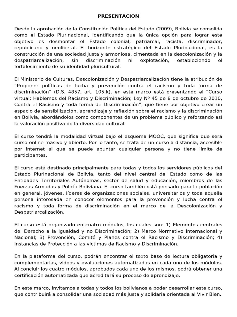 Presentacion Curso Mooc | PDF | Racismo | Discriminación y relaciones raciales