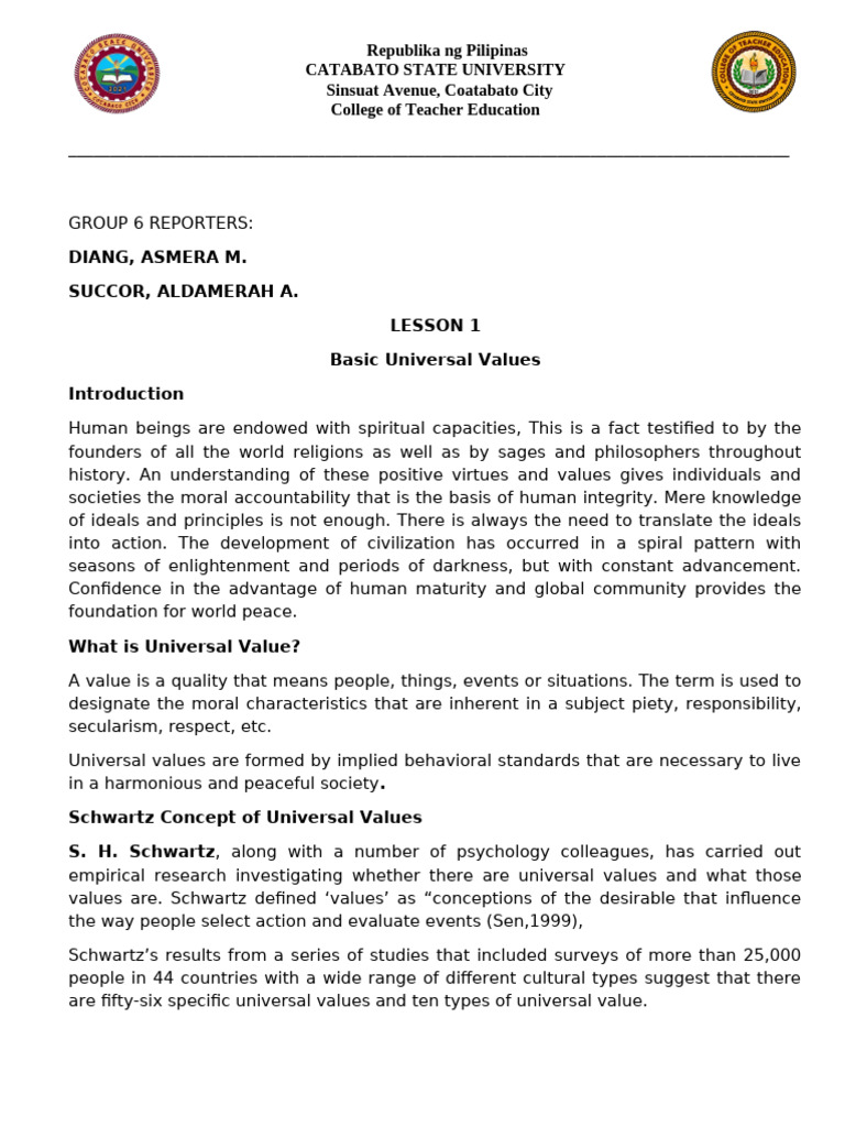 Basic Universal Human Values | PDF | Dignity | Human Rights