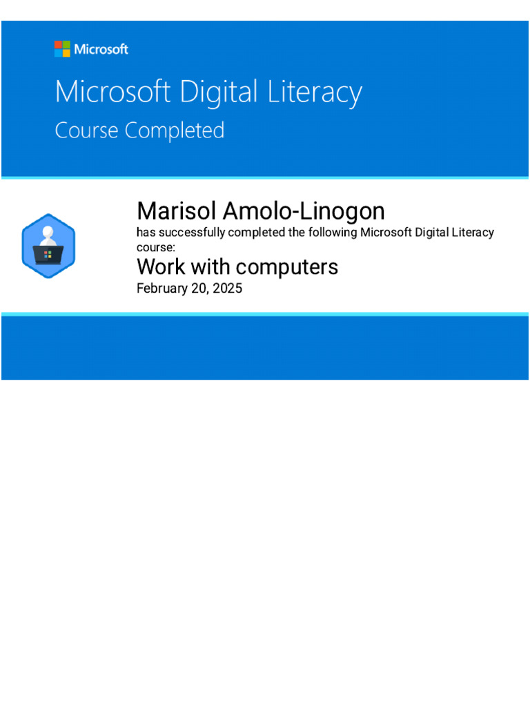 Microsoft Digital Literacy_ Working with Computers | PDF