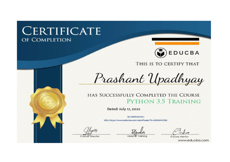 My eduCBA Certificate | PDF