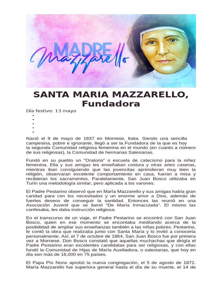 Santa Maria Mazzarello | PDF