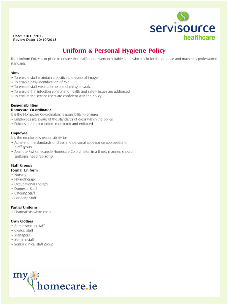 HSE Uniform and Hygiene Standards | PDF | Clothing | Shoe