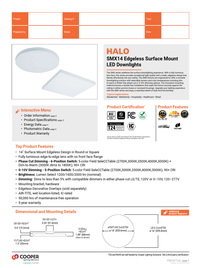 SMX14 Edgeless LED Downlight Overview | PDF | Lighting | Electrical ...