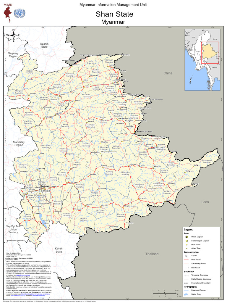 State Map - TSP - Shan - MIMU456v01 - 06sep2023 - A2 | PDF ...