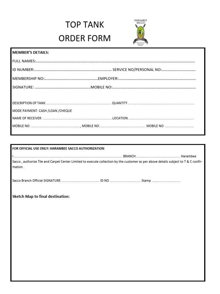 Tank Order Form for Members | PDF
