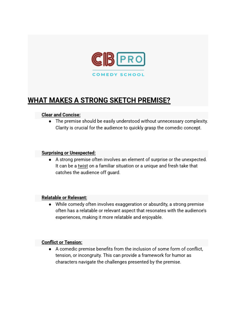 WHAT MAKES A STRONG SKETCH PREMISE | PDF