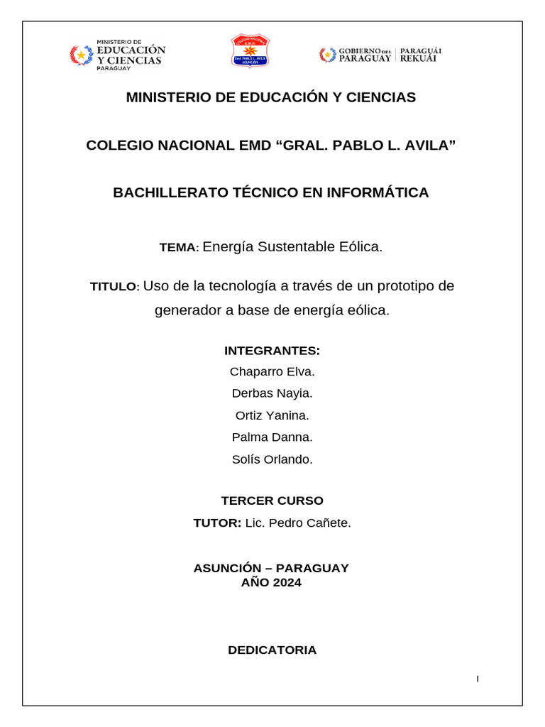 PROYECTO FINAL ENERGÍA EÓLICA 3RO BTI[1] | PDF | Energía renovable | Energía eólica