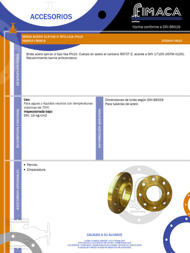 Brida Acero Slip-On o Tipo Lisa HT - v825 | PDF | Materiales | Hierro