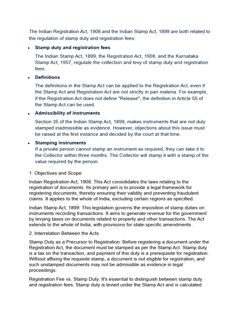 Registration & Stamp Act Notes | PDF | Postage Stamp | Taxes