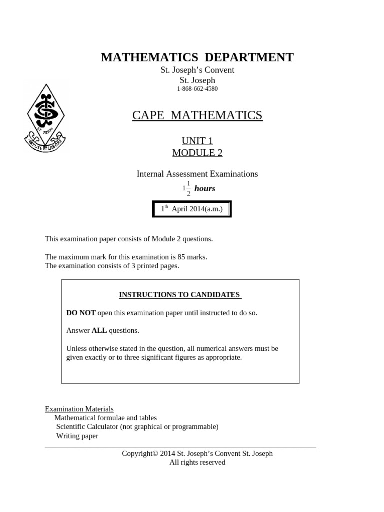 unit1 module 2 I.A. 2014 exam | PDF | Ellipse | Circle