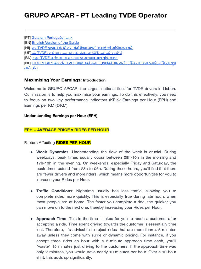 APC, New Drivers Explanation [EN] | PDF | Pricing | Fare
