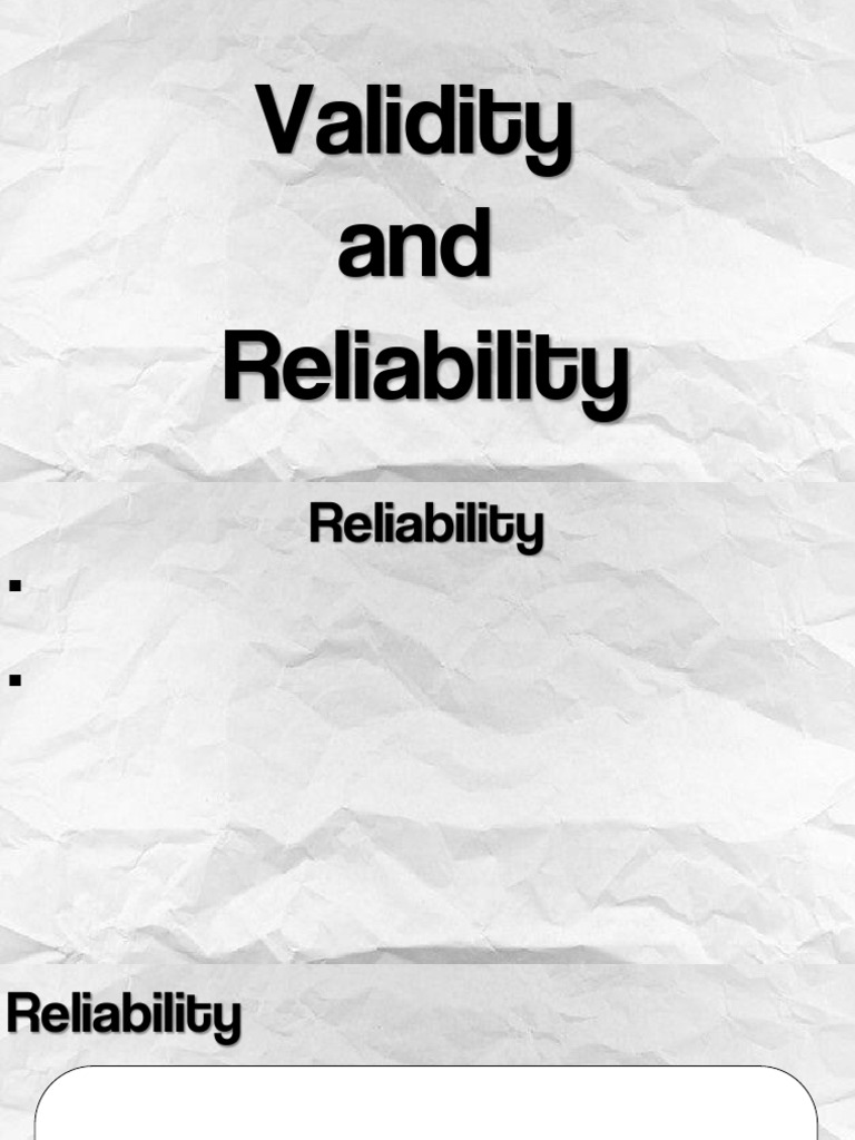 Validity and Reliability | PDF | Validity (Statistics) | Internal ...