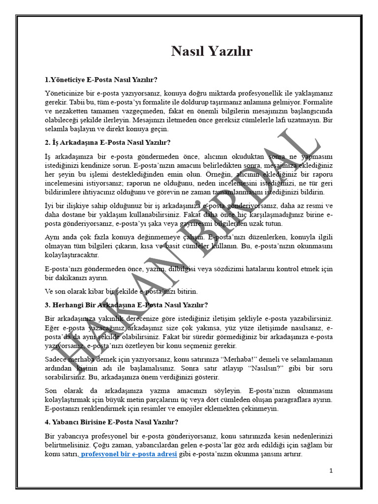 E-Posta Yazım Dersi | PDF
