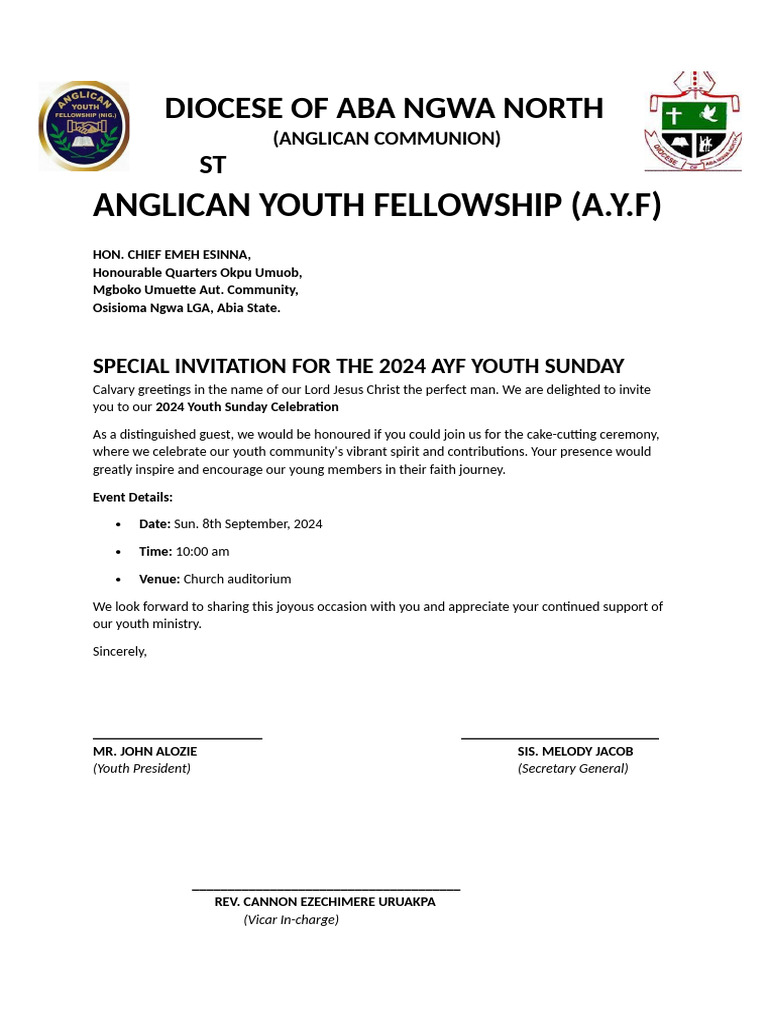Ayf Invitation Letter | PDF