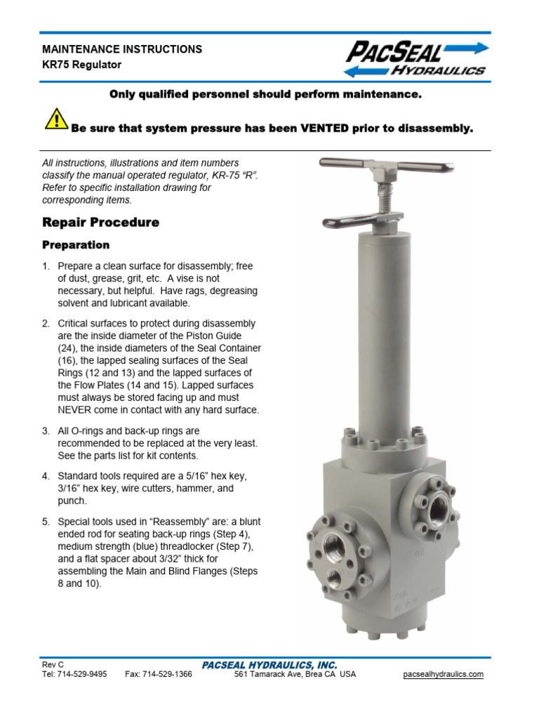 KR75 Maintenance Instructions Rev C | PDF