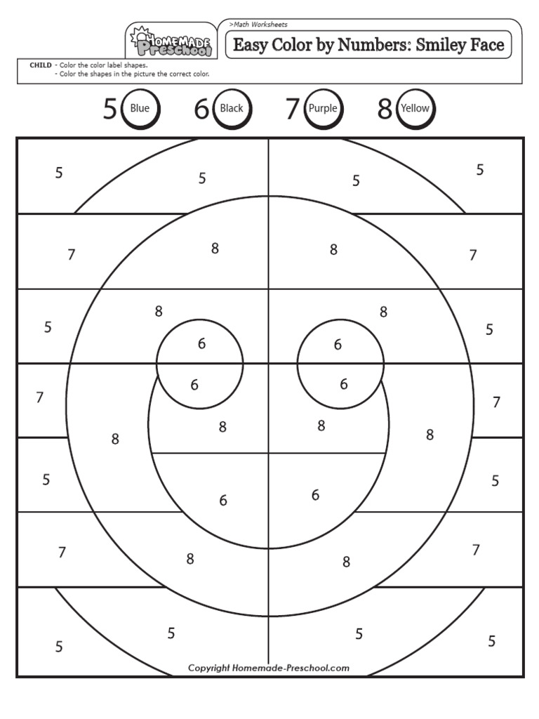 Color by Numbers Easy Smiley | PDF