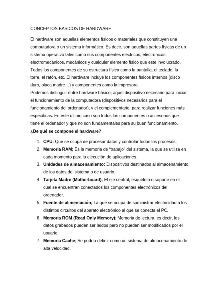 Conceptos Basicos de Hardware | PDF