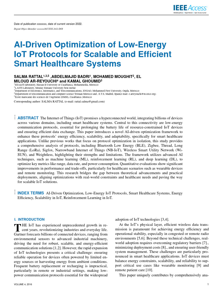 AI-Driven Optimization of Low-Energy IoT Protocols For Scalable and Efficient Smart Healthcare ...