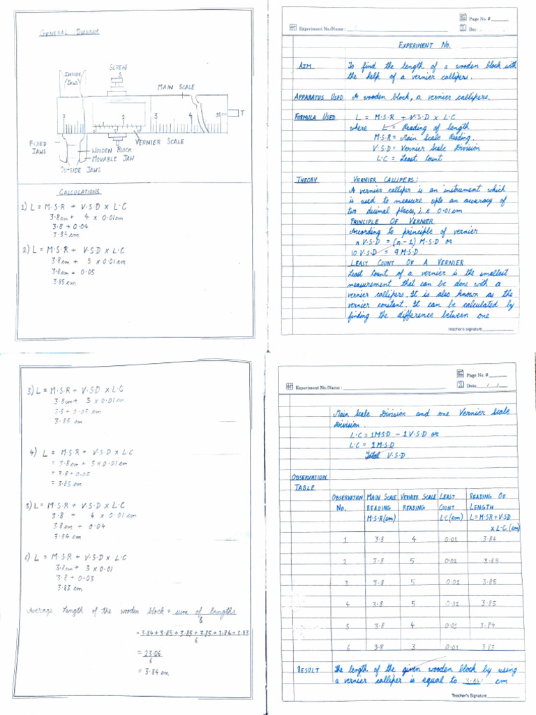 Class 9, Physics Practicals No 1 To 5 | PDF | Length
