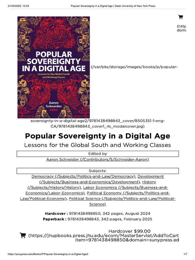 Popular Sovereignty in A Digital Age - State University of New York ...