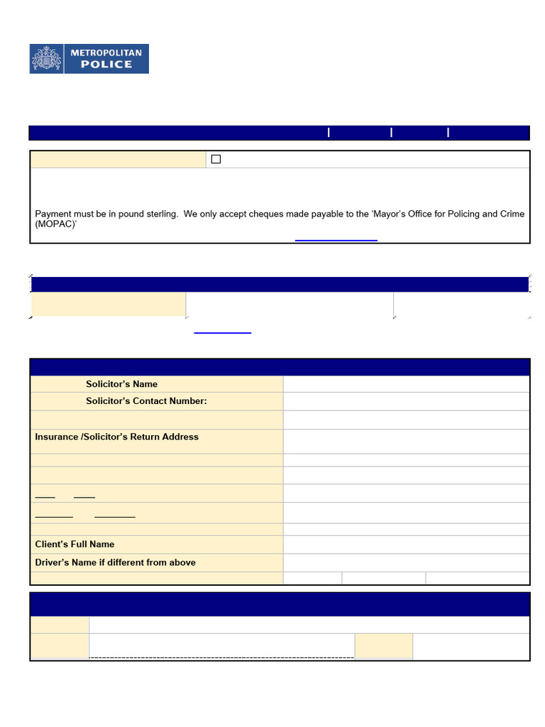 Form 519: Traffic Collision Request | PDF | Insurance