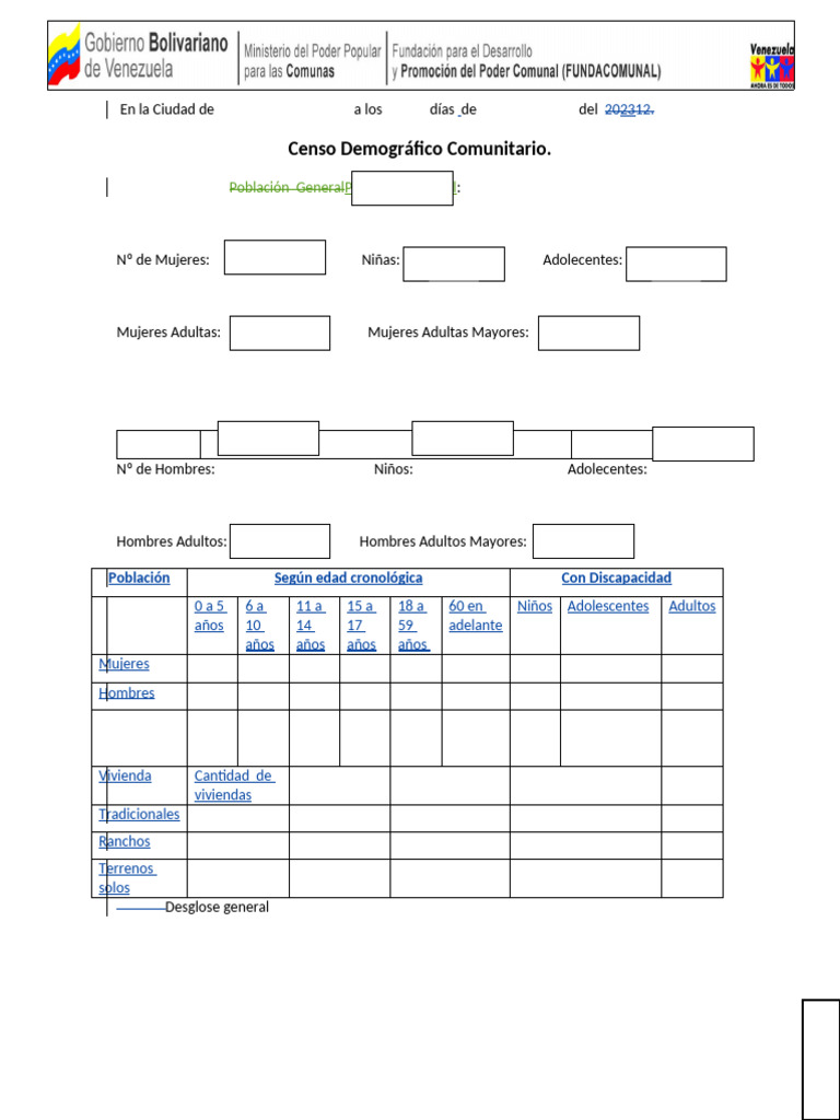 Censo Demografico Comunitario (2) | PDF