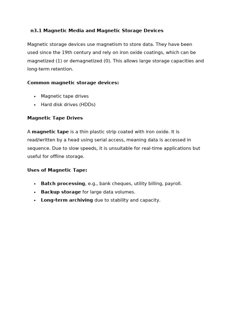 3.1 Magnetic Media and Magnetic Storage Devices (1) | PDF | Hard Disk ...