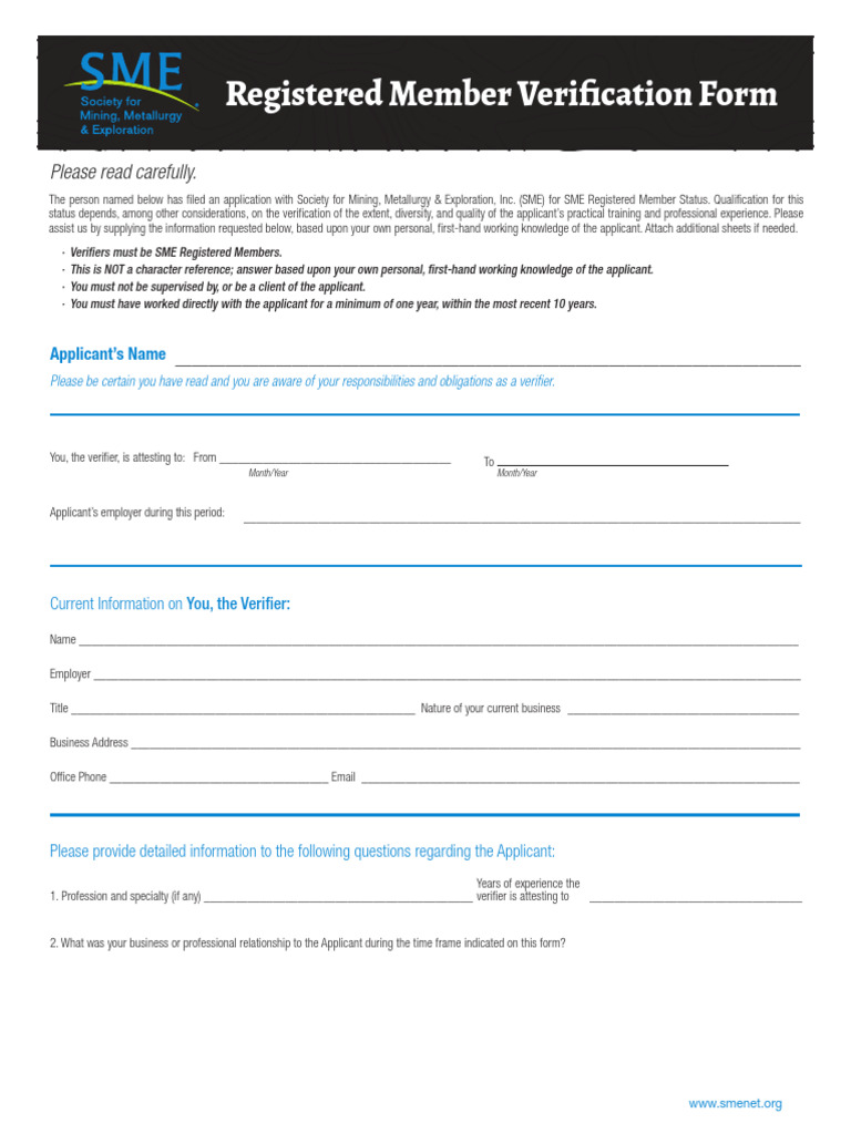 SME Registered Member Verification Form | PDF